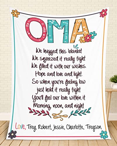Oma Gifts Blanket - Customized Gifts for Oma, Throw Blanket Oma Birthday Gifts, Fleece Blanket, Oma Blanket Throw, Oma Gifts from Grandkids, Oma Gifts Grandma, Oma and Papa Gifts