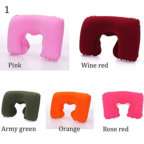 okdeals Inflatable U Shape Neck New Airplane Driving Nap Support Head Rest Travel Pillow Multicolor Portable Office Air Cushion(1,Wine red)