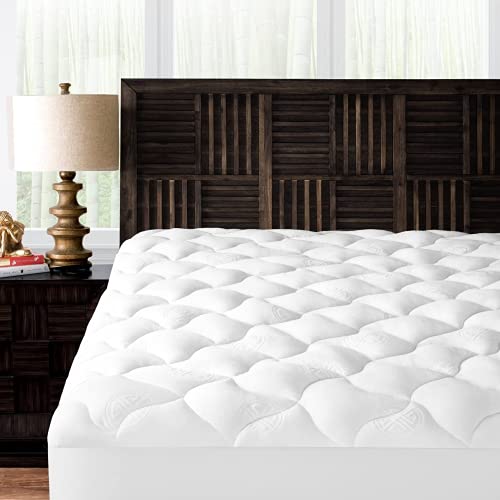 Mandarin Home Collection Ultra Soft Rayon Derived from Bamboo Plush Mattress Topper - Premium Mattress Pad - King