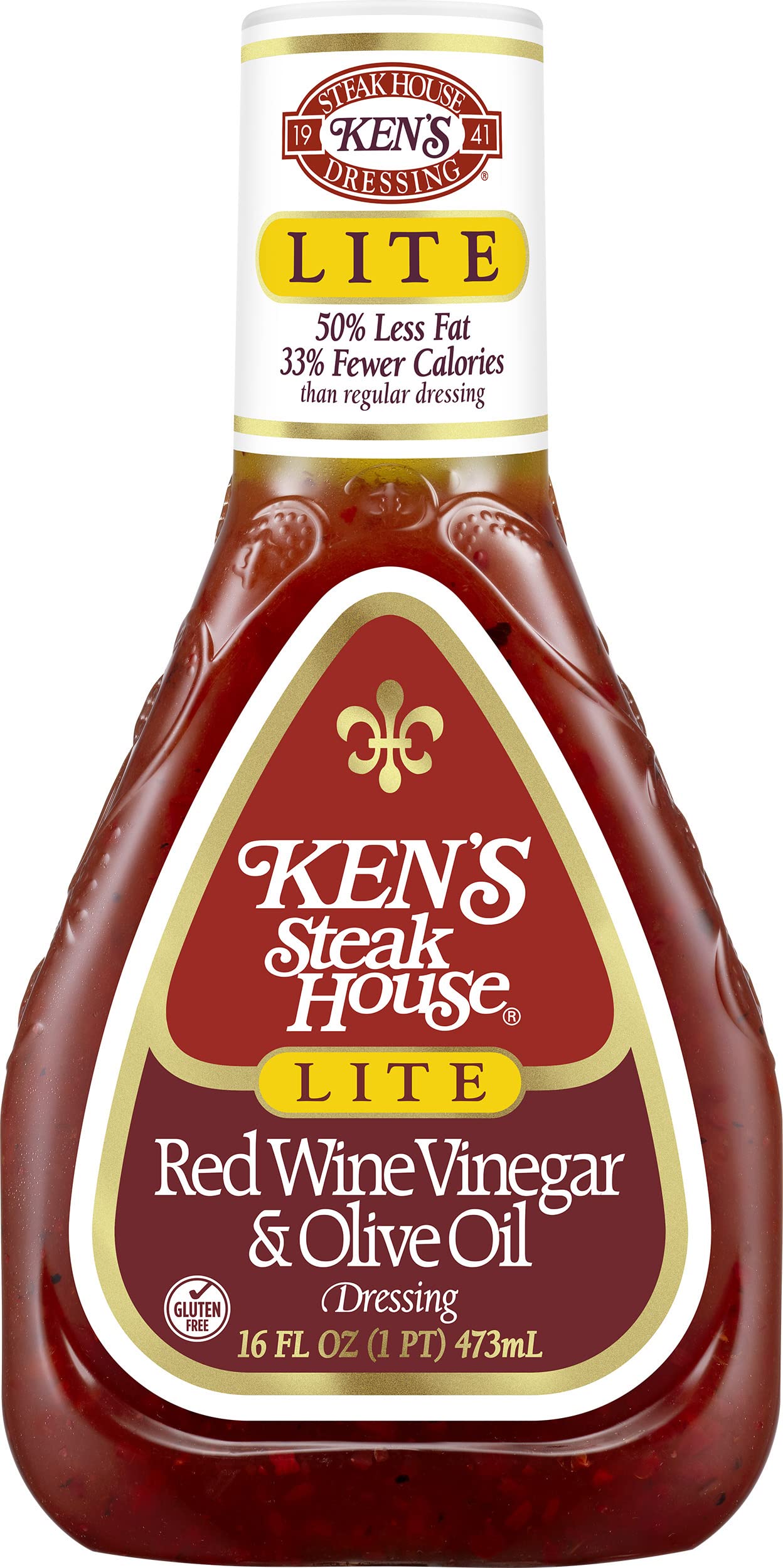 Ken's Steak House Lite Red Wine & Olive Oil Dressing (16 Fl Oz (Pack of 2))