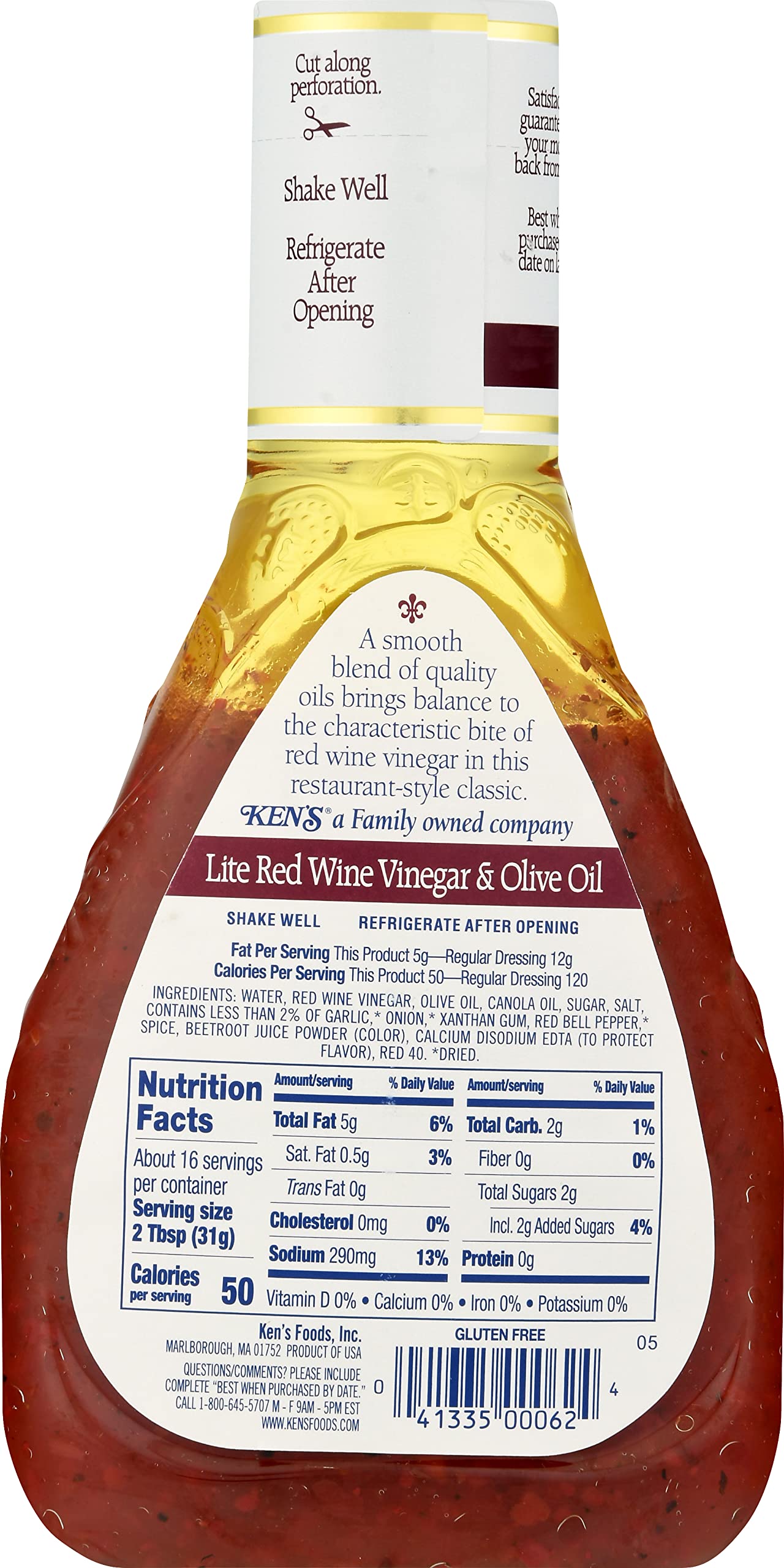 Ken's Steak House Lite Red Wine & Olive Oil Dressing (16 Fl Oz (Pack of 2))