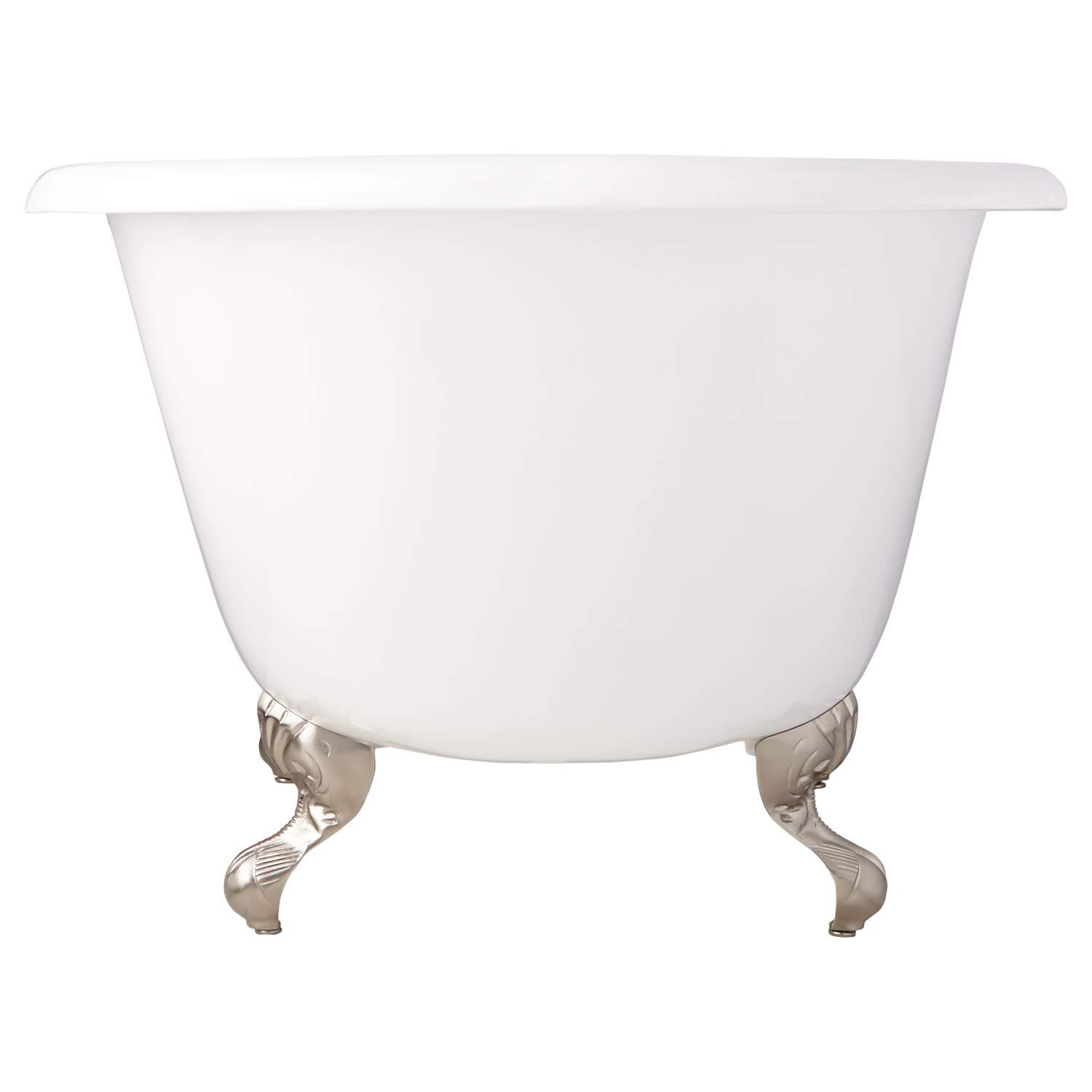 Signature Hardware 307195 Miya 54" Cast Iron Soaking Clawfoot Tub with Pre-Drilled Overflow Hole - White/White Feet