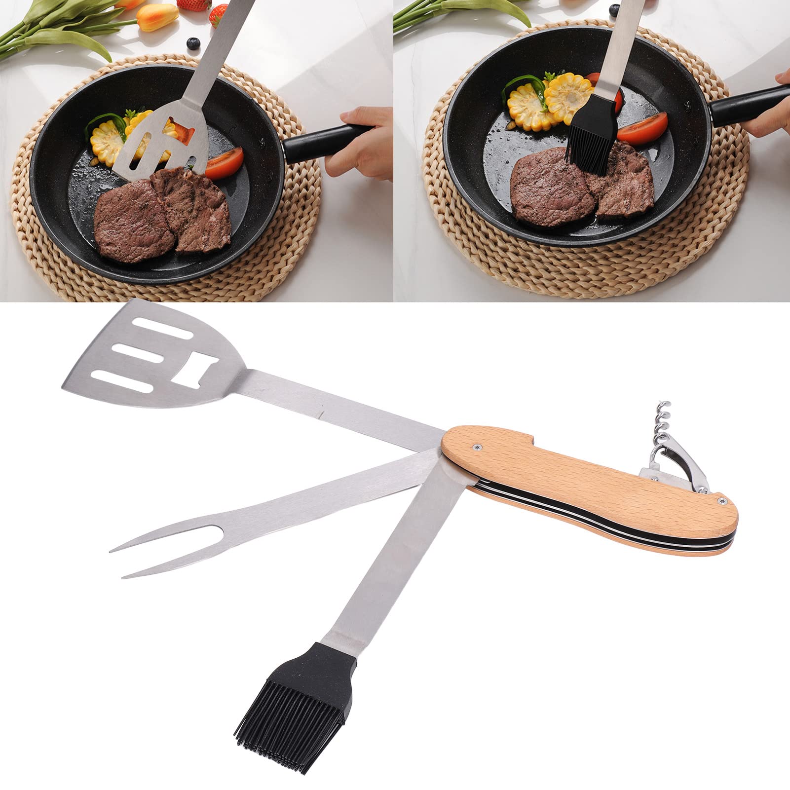 BBQ Tool Set 5 in 1 Combo Grill Set with Brushes for Travel Camping BBQ