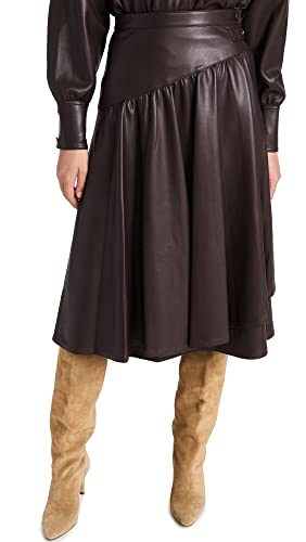 Rebecca Taylor Women's Vegan Leather Midi Wrap Skirt, Deep Port, Purple, Brown, 0