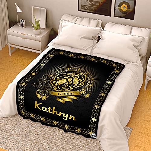 Gemini Blanket, Customized Zodiac Blanket, with Custom Names, Horoscope Design, for Friends and Family, Birthday, Christmas, House Warming Gift, Super Soft and Warm Blanket