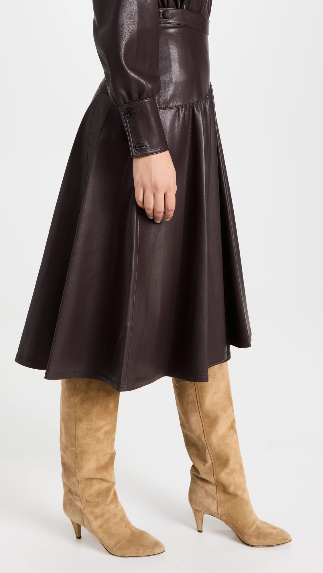Rebecca Taylor Women's Vegan Leather Midi Wrap Skirt, Deep Port, Purple, Brown, 4