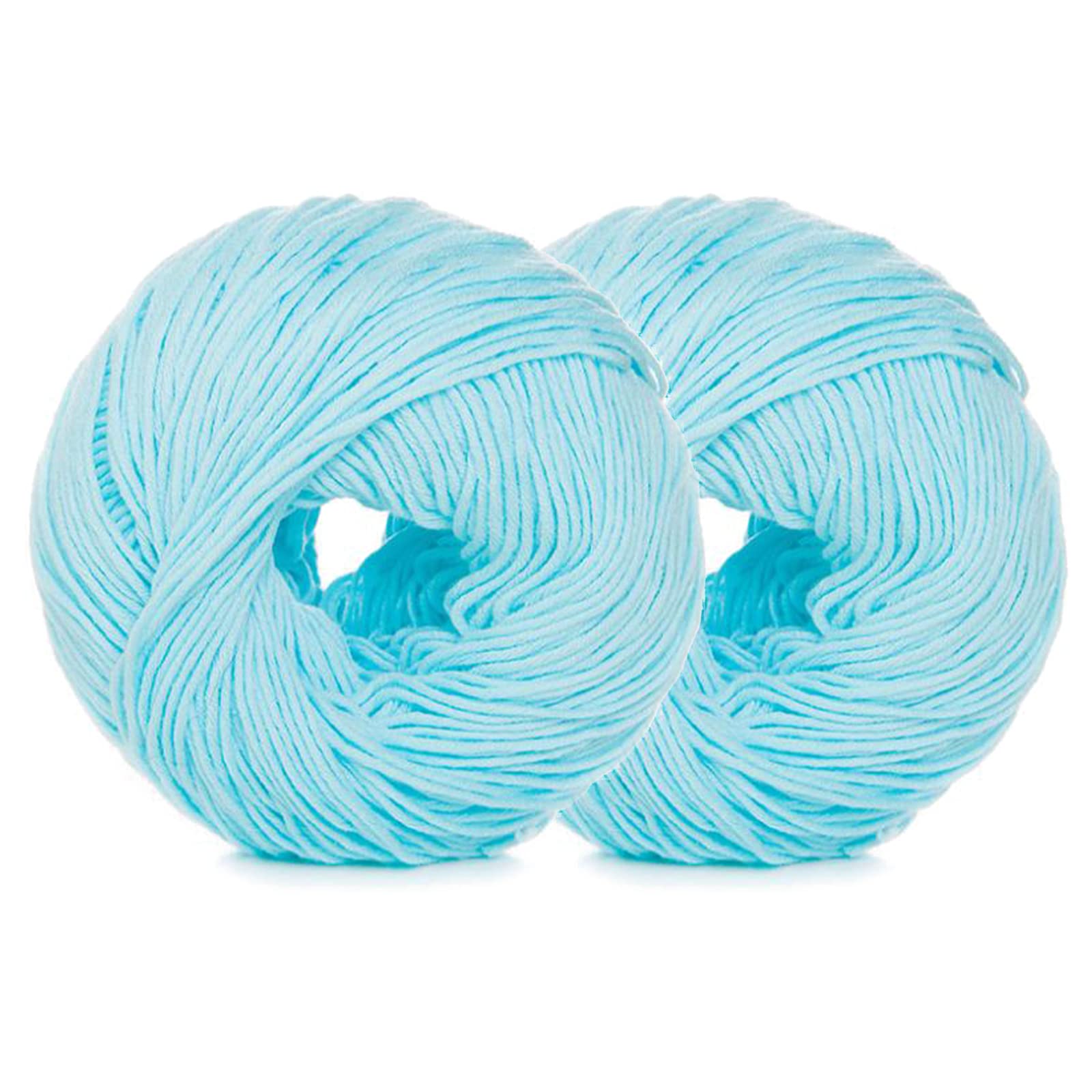 2 Balls Knitting and Crochet Yarn Soft Touch & Comfortable for Baby Cotton Yarn for Knitting DIY Scarf Sweater Little Doll Thread Yarn 17-Blue