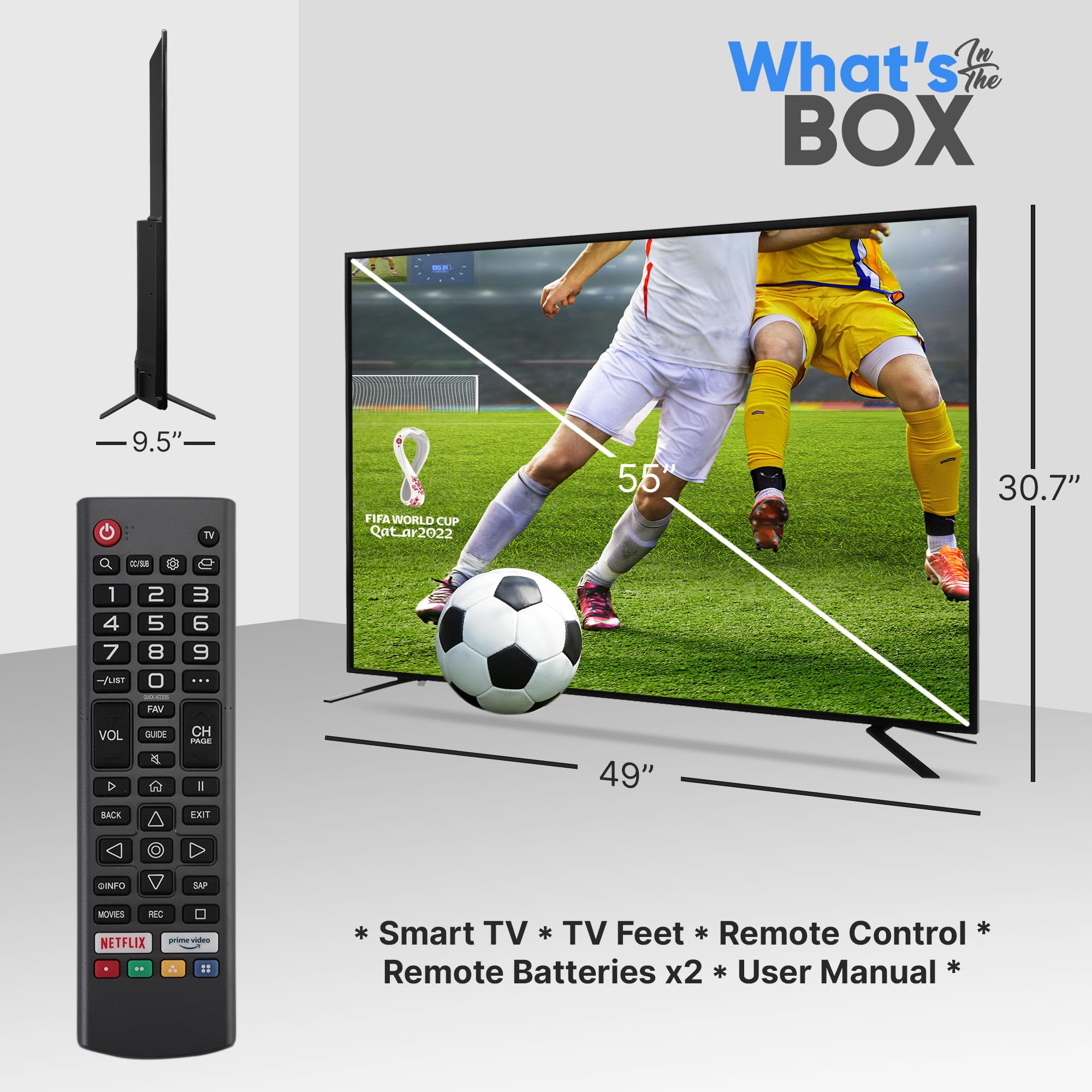 Pyle 55" 2160p UHD Smart TV - Flat Screen Monitor HD DLED Digital/Analog Television w/Built-in WebOS Hub Operating System, HDMI, USB, AV, Full Range Stereo Speaker, Wall Mount, Includes Remote Control