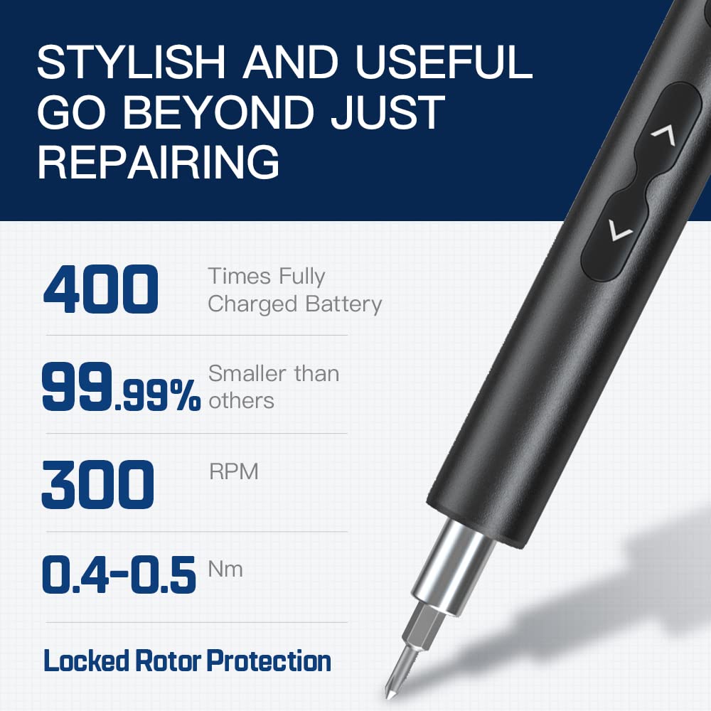 RARTOP Screwdriver Set – Electric Screwdriver, Precision Electric Screwdriver with 24 Magnetic Precision Bits, Ideal for Phones, Laptops, Computers, Glasses, Watches, Electronics and Gifts