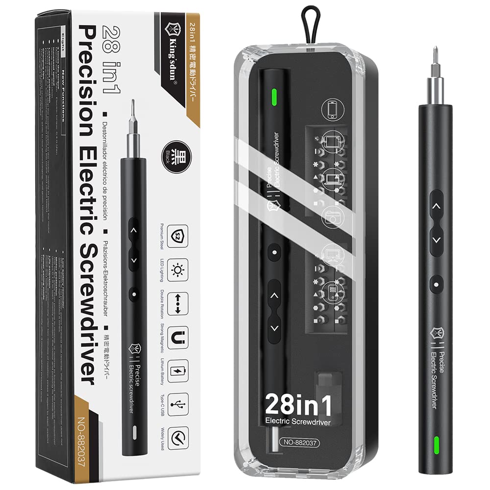 RARTOP Screwdriver Set – Electric Screwdriver, Precision Electric Screwdriver with 24 Magnetic Precision Bits, Ideal for Phones, Laptops, Computers, Glasses, Watches, Electronics and Gifts