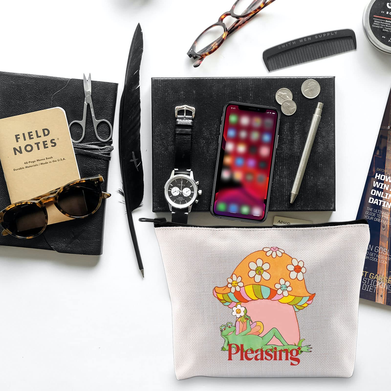 BLUPARK Singer Inspired Makeup Bag Singer Fan Gift Funny Music Gift Album Gift Singer Zipper Pouch Bag (Frog and mushroom)
