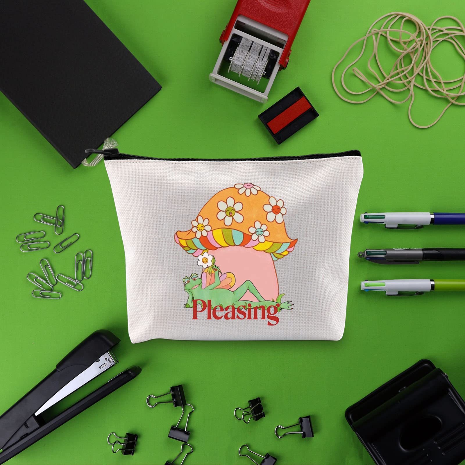 BLUPARK Singer Inspired Makeup Bag Singer Fan Gift Funny Music Gift Album Gift Singer Zipper Pouch Bag (Frog and mushroom)