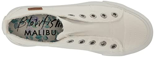 Blowfish Malibu Women's Sadie Sneaker, White Smoked 16oz Canvas, 7.5M
