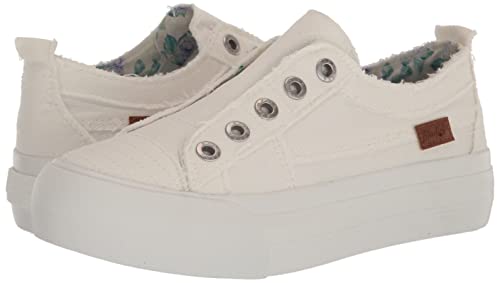 Blowfish Malibu Women's Sadie Sneaker, White Smoked 16oz Canvas, 7.5M