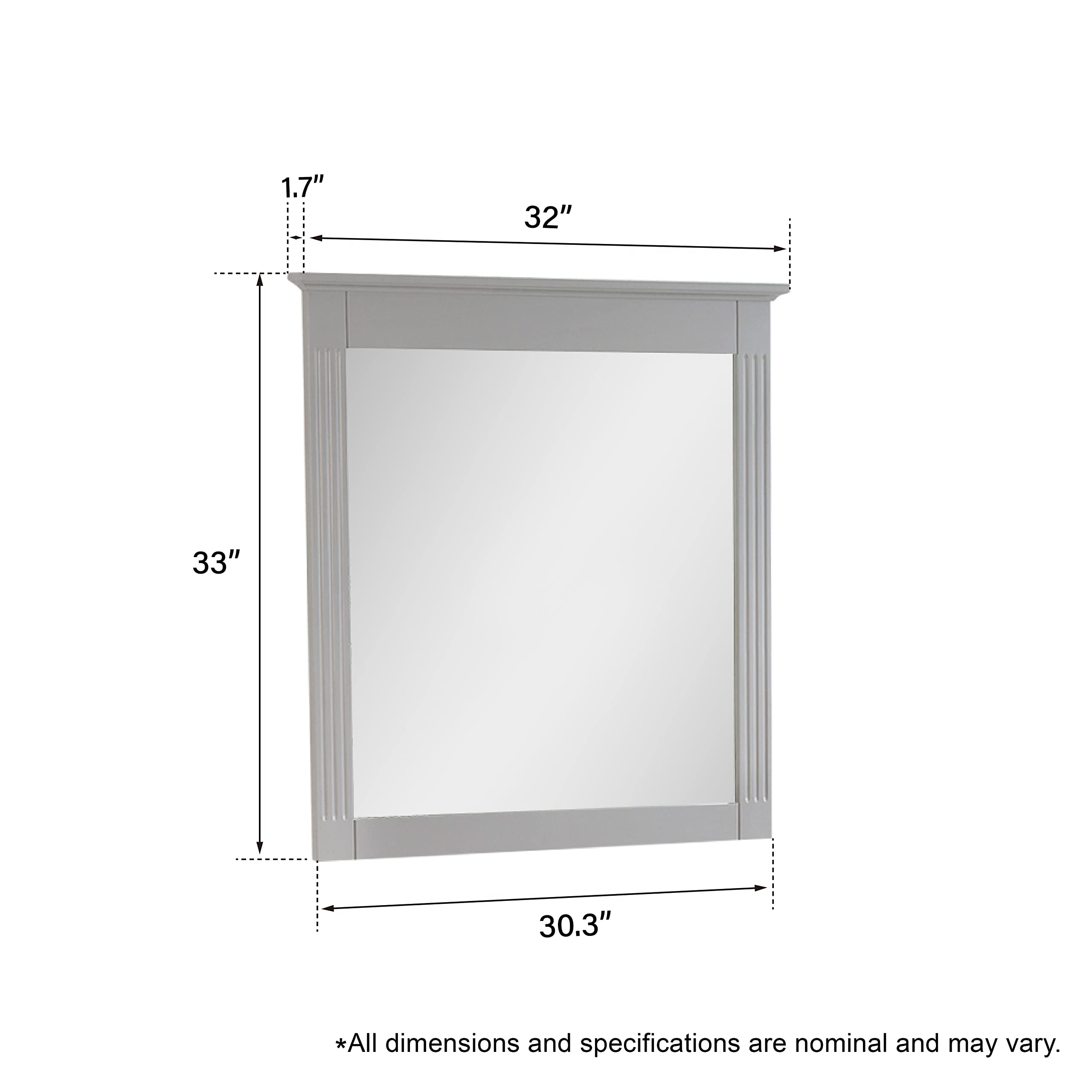 WELLFOR 36" Bathroom Vanity with Sink and 32" Mirror Set, Large Wood Vanity Combo with Doors and Drawers, Freestanding Bath Vanity Cabinet in Titanium Grey with Quartz Countertop and Certified Sink