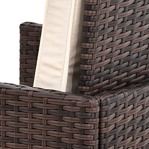 11 Piece Outdoor Garden Patio Furniture PE Rattan Wicker Dining Set Sectional Conversation Patio Set with Ottomans