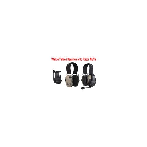 Walker's Razor Digital Ear Muffs (Raid Kryptek) Bundle with Walkie-Talkie and Sport Shooting Glasses (4 Items)