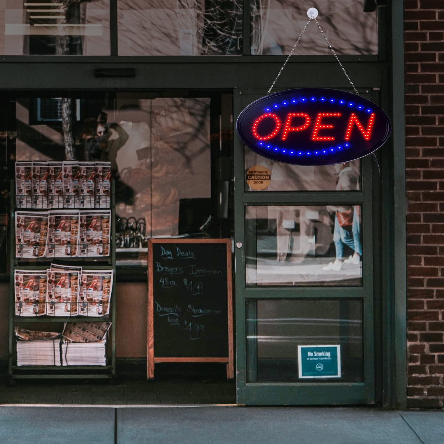 KEBE LED Open Sign, Bright High Visibility Advertisement Board Electric Display Sign Flashing Light for Business Walls Window Shop Bar Hotel, Two Modes, 19"x10"