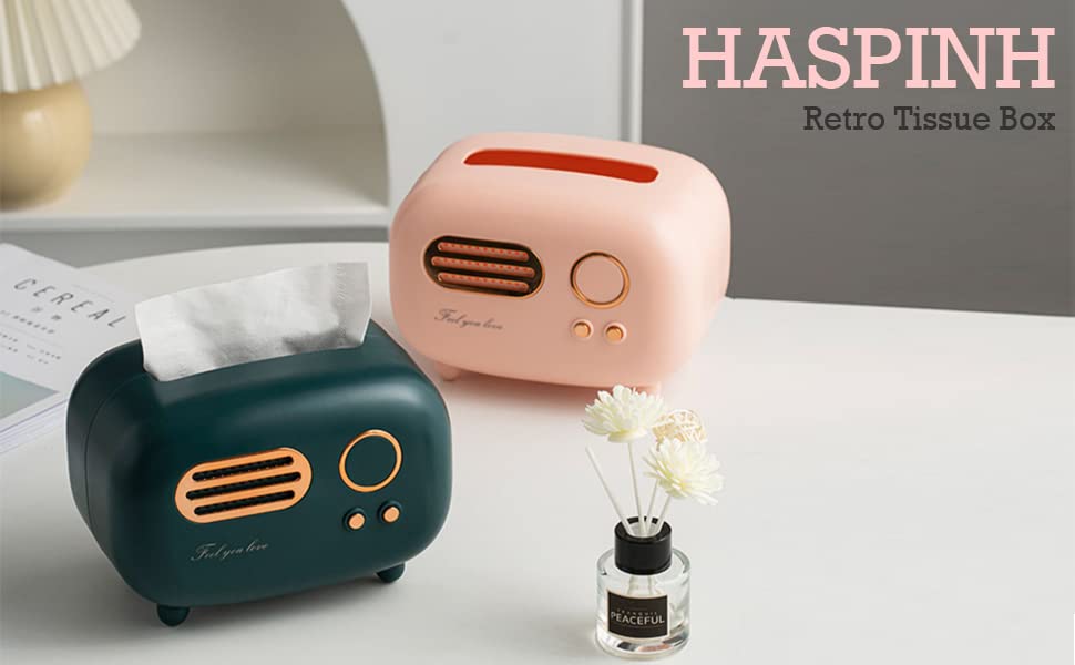 Retro Radio Shape Tissue Cover Box, Practical and Cute for Kitchen,Bathroom Vanity Countertops, Bedroom Dressers,Night Stands, Desks and Tables, Creative Gift (Retro Radio Pink)