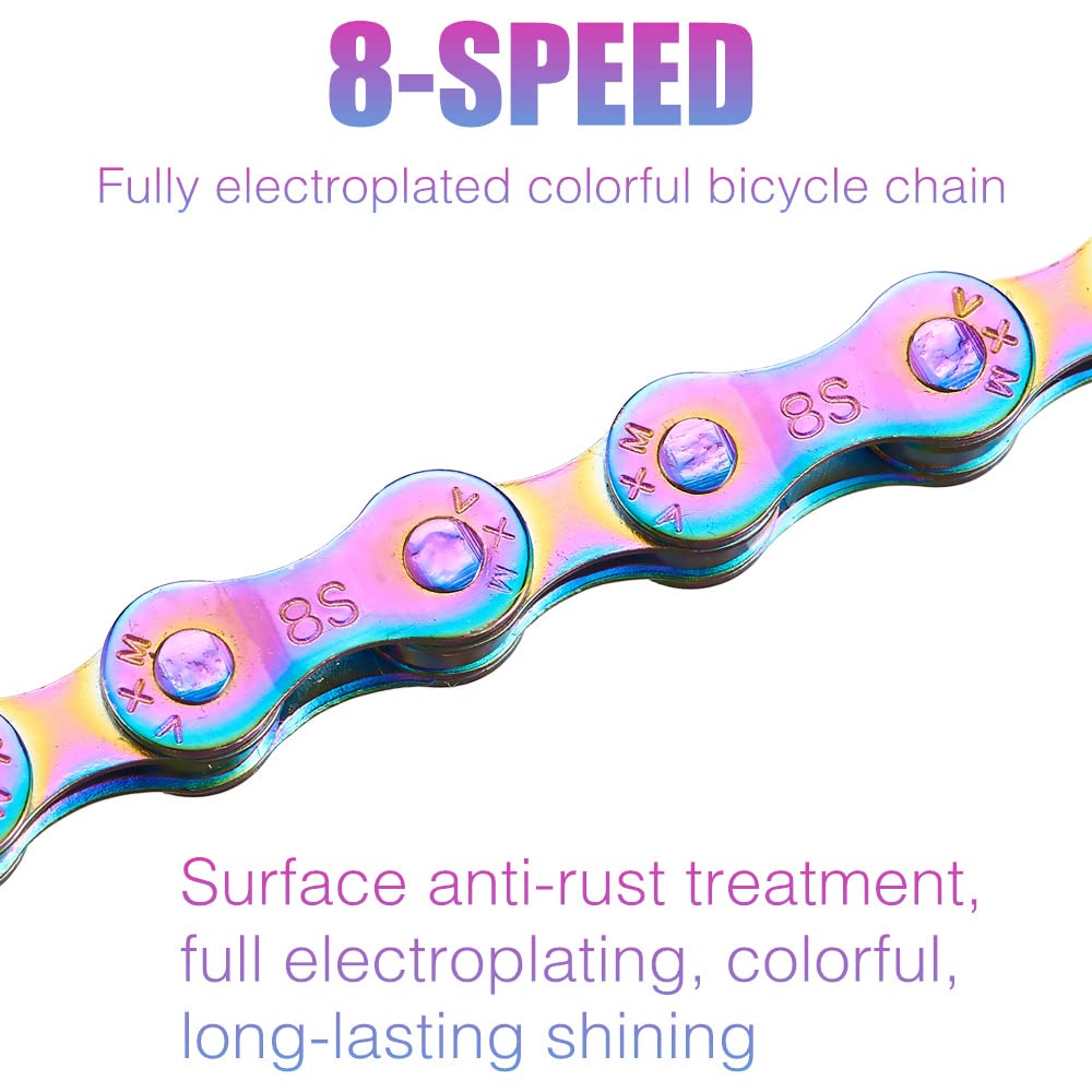 YBEKI Bike Chain 6/7/8/9/10/11 Speed Bicycle Chain 1/2 x 11/128 Inch 116 Links (6/7/8 Speed, Multicolour, 1)