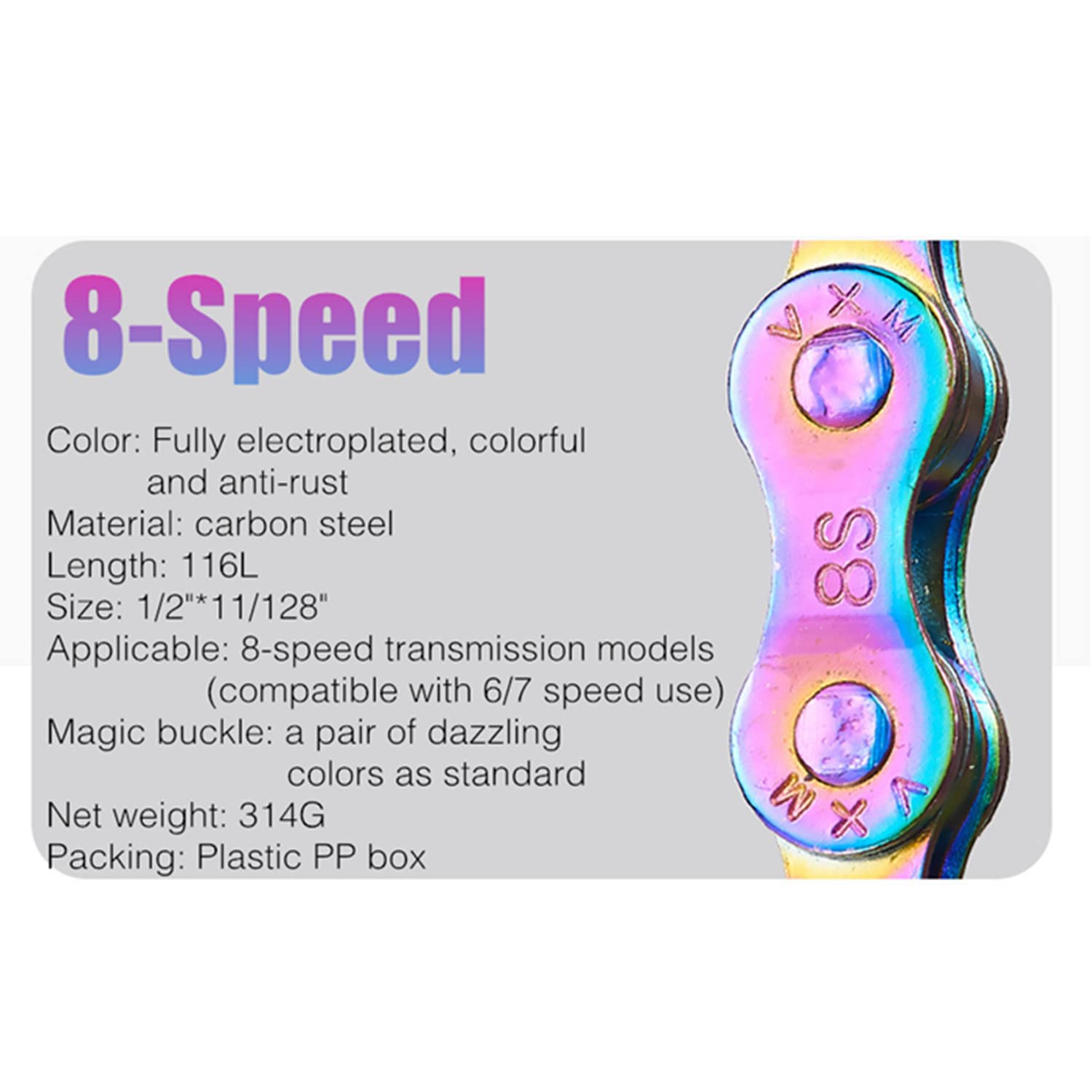YBEKI Bike Chain 6/7/8/9/10/11 Speed Bicycle Chain 1/2 x 11/128 Inch 116 Links (6/7/8 Speed, Multicolour, 1)