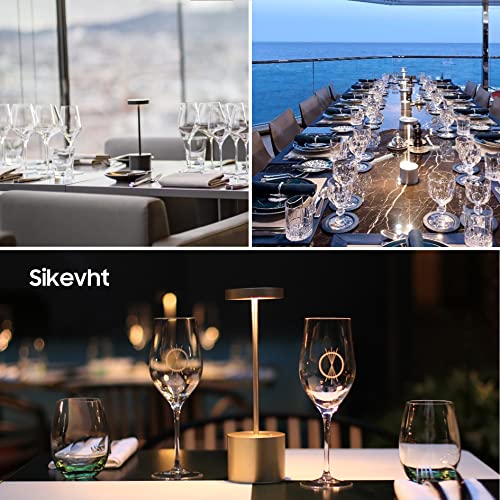 Sikevht 2 Pack Cordless LED Table Lamp, Fast Charge chip,Rechargeable Desk Lamps, 3-Levels Brightness LED Metal USB Table Light for Restaurant/Bedroom/Outdoor/Bar/Coffee Shop (2 Pack Brown)