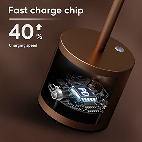 Sikevht 2 Pack Cordless LED Table Lamp, Fast Charge chip,Rechargeable Desk Lamps, 3-Levels Brightness LED Metal USB Table Light for Restaurant/Bedroom/Outdoor/Bar/Coffee Shop (2 Pack Brown)