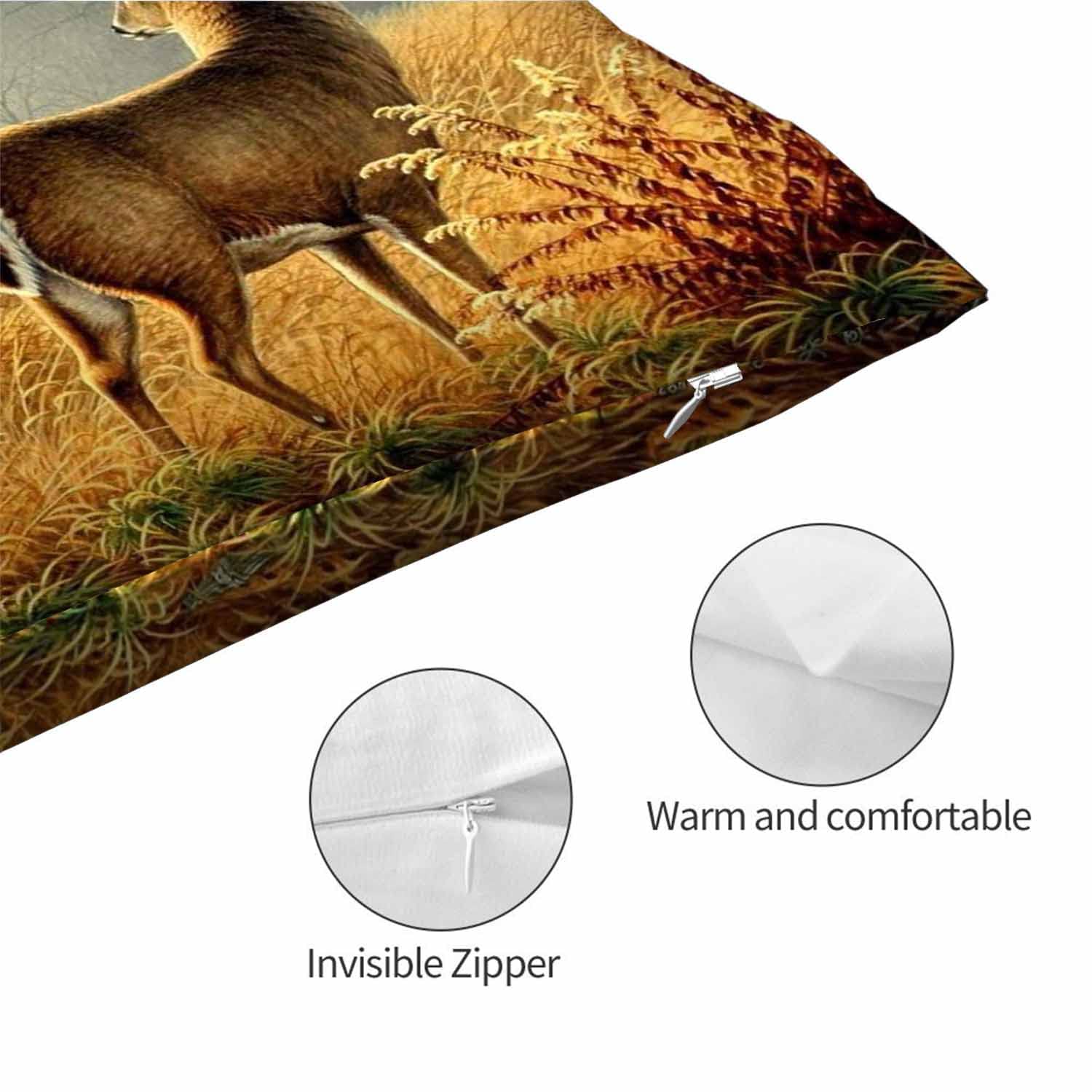 Mugod Throw Pillow Case Deer and Old Log House Tractor,Waist Lumbar Cushion Cover Sofa Home Decorative Rectangle Oblong 20x30 Inches