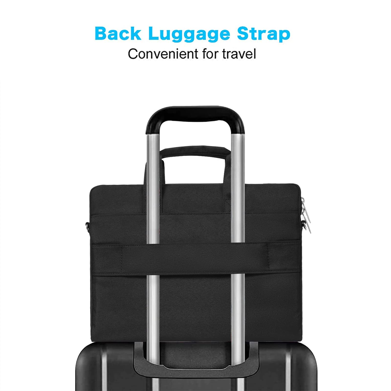 MOSISO Laptop Shoulder Bag Compatible with MacBook Air/Pro, 13-13.3 inch Notebook, Compatible with MacBook Pro 14 inch 2023-2021 A2779 M2 A2442 M1 with Horizontal Pocket & Fix Handle & Belt, Black