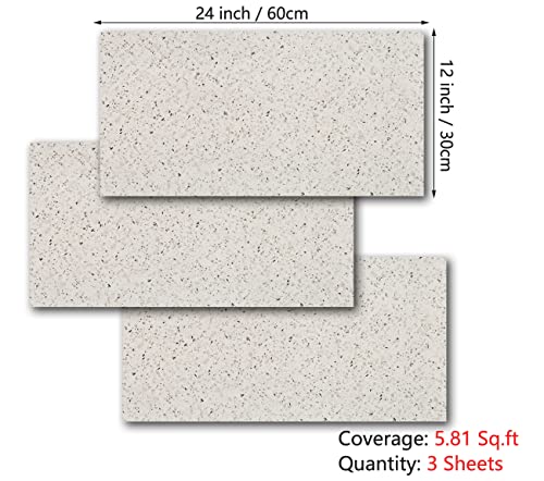 Decotalk Terrazzo Peel and Stick Floor Tile 12x24 Terrazzo Vinyl Flooring Bathroom Floor Tile Waterproof Vinyl Flooring Roll 3PCS Speckled Floor Tile Peel and Stick Flooring Planks Floor Tile Sticker