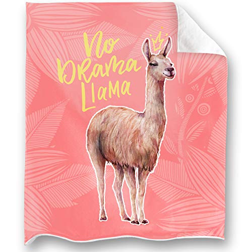 Loong Design Pink Llama Throw Blanket Super Soft, Fluffy, Premium Sherpa Fleece Blanket 50'' x 60'' Fit for Sofa Chair Bed Office Travelling Camping Gift