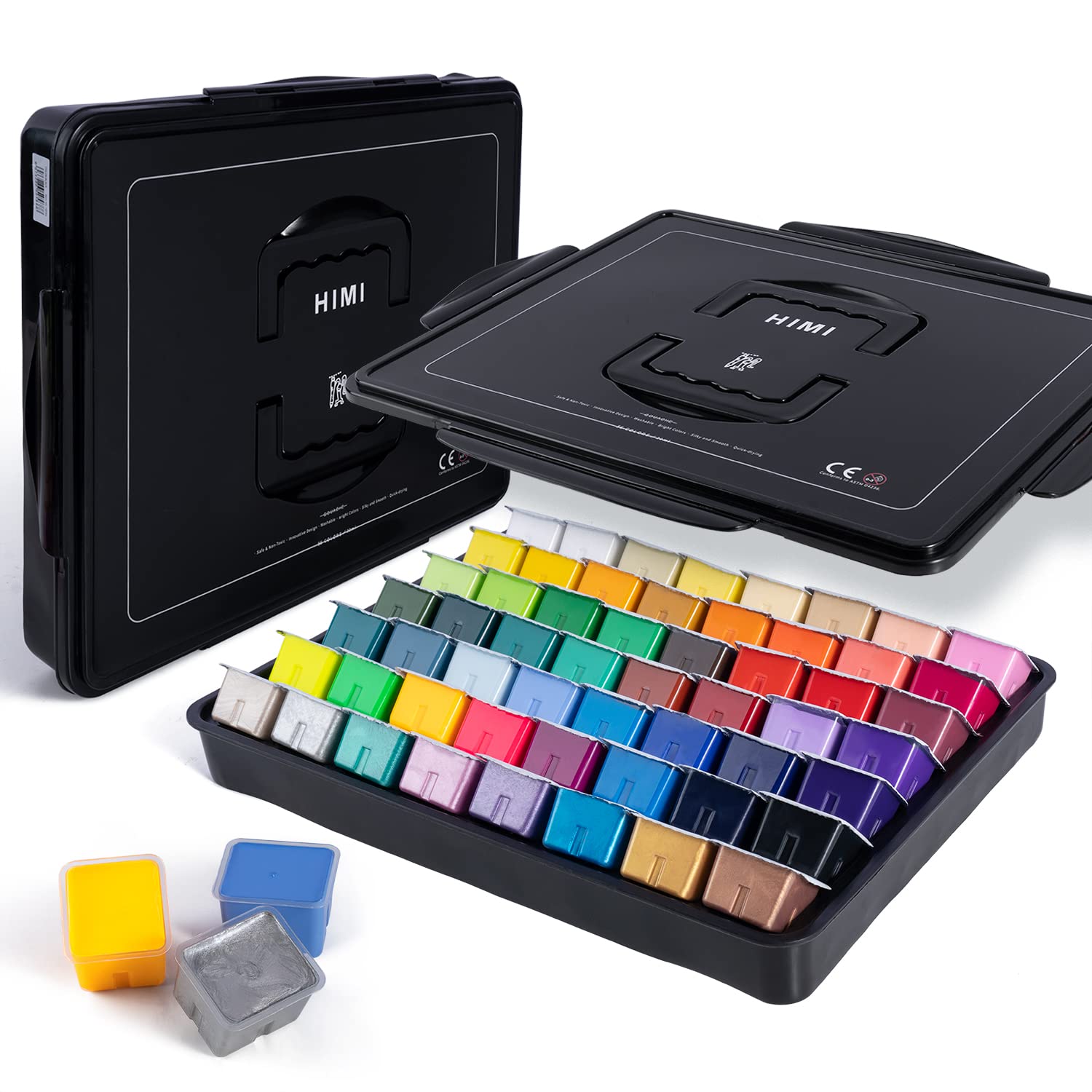 HIMI Gouache Paint Set, 56 Colors×30ml, Unique Jelly Cup Design, Non-Toxic, Gouache Paint for Canvas Watercolor Paper - Perfect for Beginners, Students, Artists