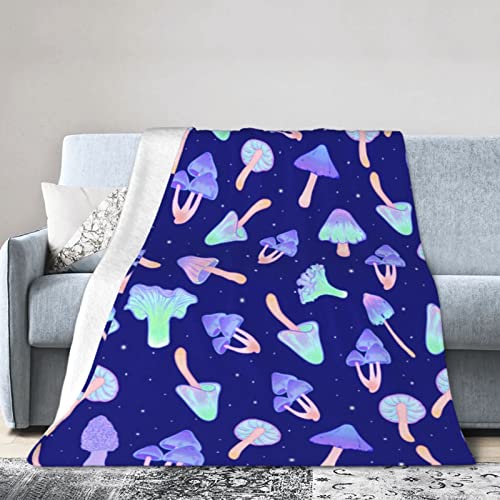 shangtiezao Magic Mushroom Blanket Throw Blanket Lightweight Blanket Flannel Blanket for Sofa Couch Bed, Super Cozy and Comfy for All Seasons 50"X40" Navy Blue