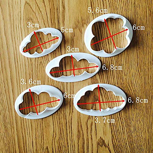 Palksky Cloud Fondant Cutter Fluffy Cloud Plastic Cookie Cutter Cake Mold Sugar Craft Mold Cake Decorating Tools(5PCS)