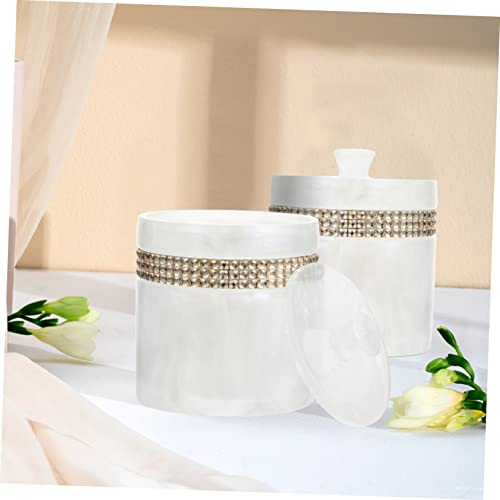 Cabilock Resin Swab Box Toothpick Dispenser Bathroom Canisters Household Cotton Swabs Holder Containers with Lids Office Pen Organizer Home Toothpick Holder Candy Jars with Lids Candy Dish