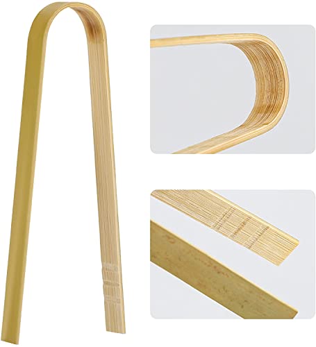 LUTER 20pcs Wooden Tongs Disposable Cooking Utensils Mini Bamboo Tongs Natural Toast Tongs for Cooking
