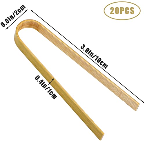 LUTER 20pcs Wooden Tongs Disposable Cooking Utensils Mini Bamboo Tongs Natural Toast Tongs for Cooking