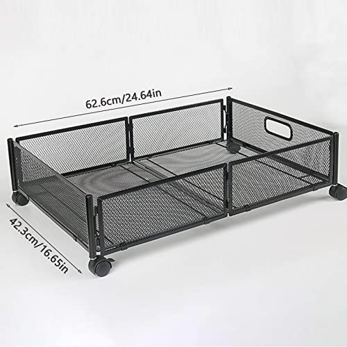 OXBZKMY Under Bed Clothing Storage with Wheels, Foldable Under Bed Shoe Storage Organizer Drawers, Under the Bed Storage Rolling Cart for Bedroom Clothes Shoes Blankets