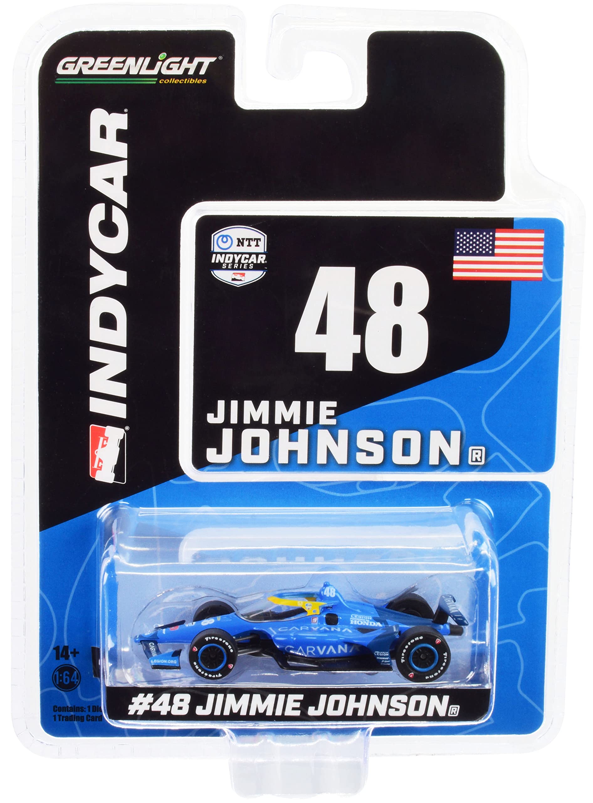 INDYCAR Dallara #48 Jimmie Johnson Chip Ganassi Racing (Road Course Configuration) NTT IndyCar Series (2022) 1/64 Diecast Model by Greenlight 11525, Blue