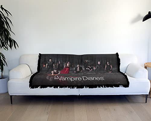 LOGOVISION The Vampire Diaries Blanket, 50"x60" Group Poster Woven Tapestry Cotton Blend Fringed Throw Blanket