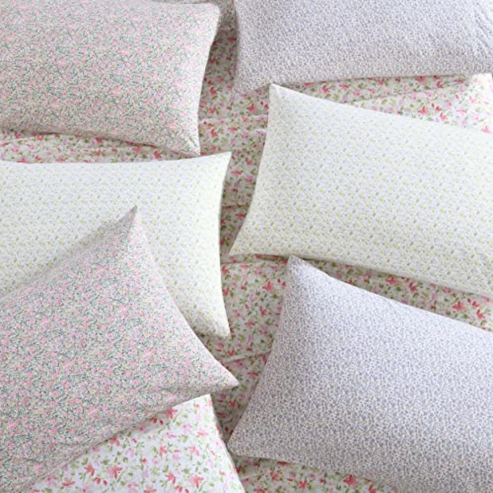 Laura Ashley - Standard Pillowcase Set, Breathable Percale Cotton Bedding, Crisp & Cool Home Decor (Emogene Purple, 2 Piece)