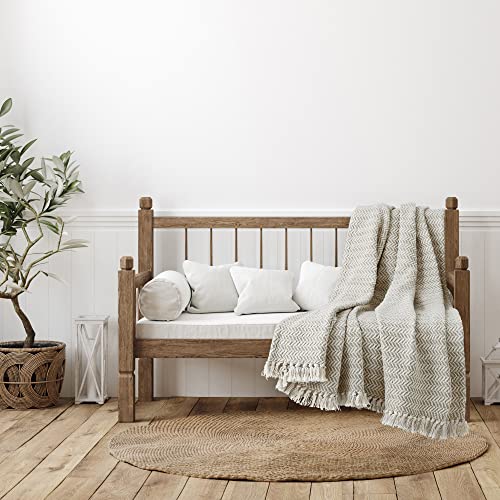 Americanflat 100% Cotton Throw Blanket for Couch - 50x60 - All Seasons Neutral Lightweight Cozy Soft Blankets & Throws for Bed, Sofa or Chair. Indoor or Outdoor [Cream Beige Zig Zag]