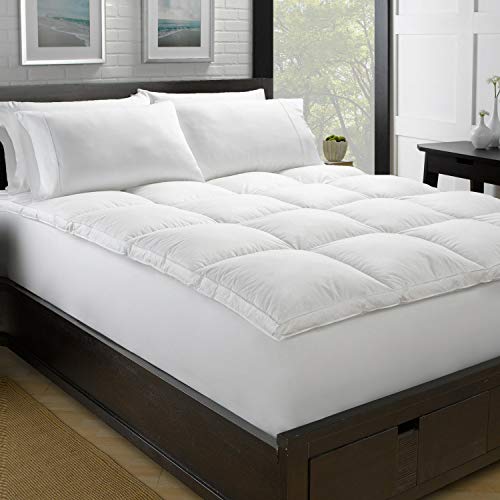 Ella Jayne Hotel Collection Luxury 2" Loft White Down Plush Feather Mattress Topper, Queen