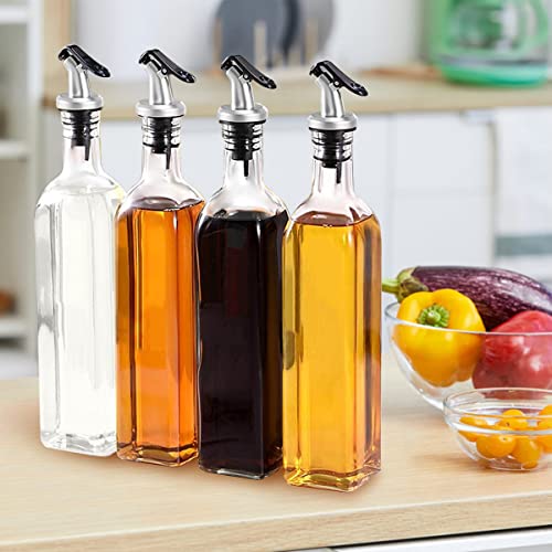 YULEER Olive Oil Bottle Dispenser, 6 Pack 17oz / 500ml Glass Oil and Vinegar Dispenser, Oil Bottles for Kitchen with Airtight Nozzle Plug & Pouring Spouts