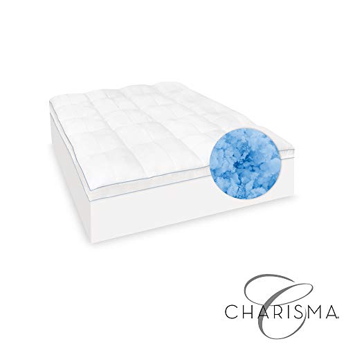 Charisma Luxury Plush 3.5-Inch Memory Foam Cluster and Gel Fiber Mattress Topper-California King, White