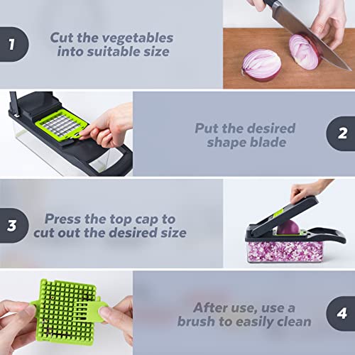 Vegetable Chopper, Pro Onion Chopper, 14 in 1Multifunctional Food Chopper, Kitchen Vegetable Slicer Dicer Cutter,Veggie Chopper With 8 Blades,Carrot and Garlic Chopper With Container (Grey)…