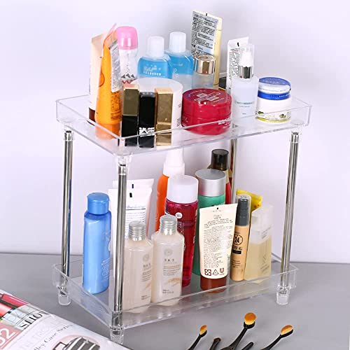 Kavolet 2 Tiers Bathroom Organizer Countertop, Clear Cosmetic Display Case Storage Shelf, Perfume Skincare Organizers and Storage, for Counter Dresser Vanity