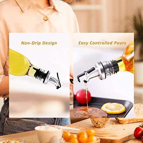 YULEER Olive Oil Bottle Dispenser, 6 Pack 17oz / 500ml Glass Oil and Vinegar Dispenser, Oil Bottles for Kitchen with Airtight Nozzle Plug & Pouring Spouts