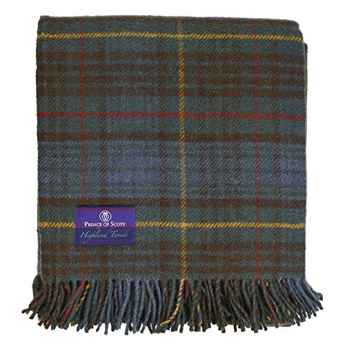 Prince of Scots Highland Tartan Tweed 100% Pure New Wool Fluffy Throw ~ Antique Hunting Stewart ~