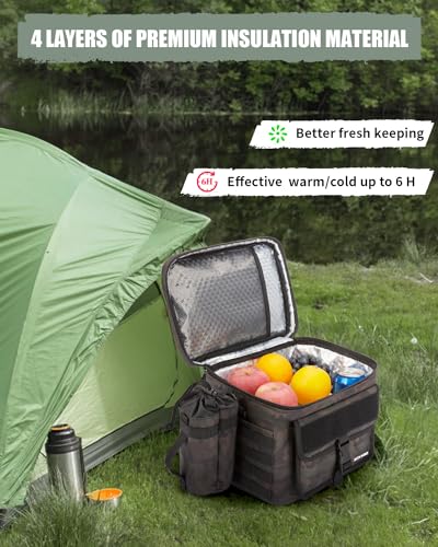 JOYHILL Tactical Lunch Box for Men, Insulated Lunch Bag with Detachable Bottle Pouch Holder, Large Durable Thermal Cooler Bag, Modern Leakproof Bag for Adult Work, Camping, Land CAMO,13L